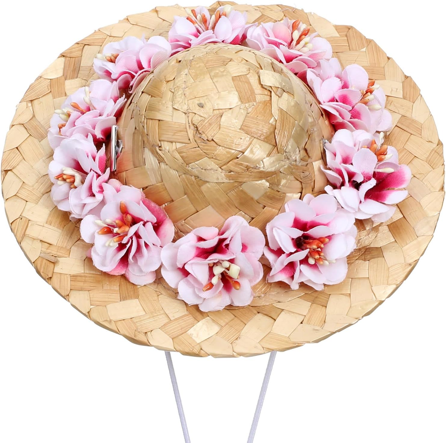 DOVACKA Dog Straw Hat : Dog Sombrero Hat with Flower Adjustable Pet Sun ...