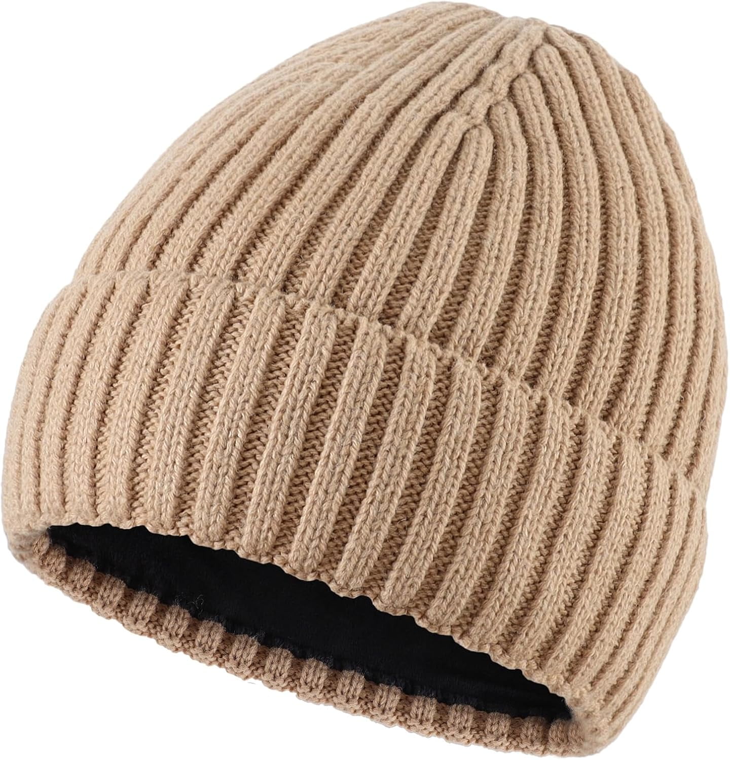 DOVACKA Fleece Lined Cuffed Beanie Hat for Men Women Knitted Winter ...