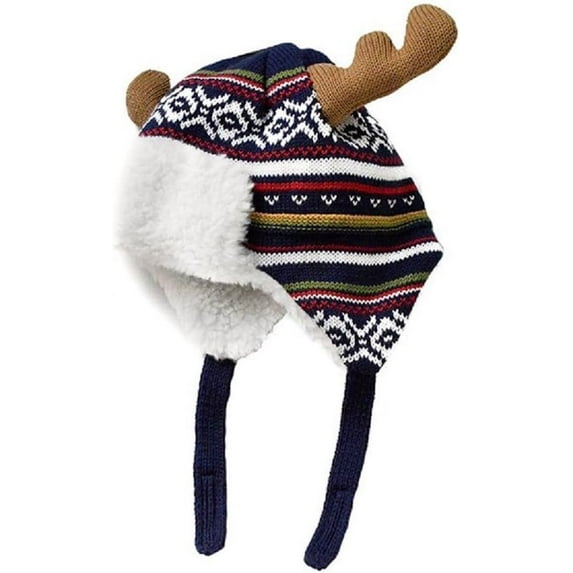 DOVACKA Kids Christmas Hats Cotton Brocade Knit Cap Elk Horn Winter Hat ...