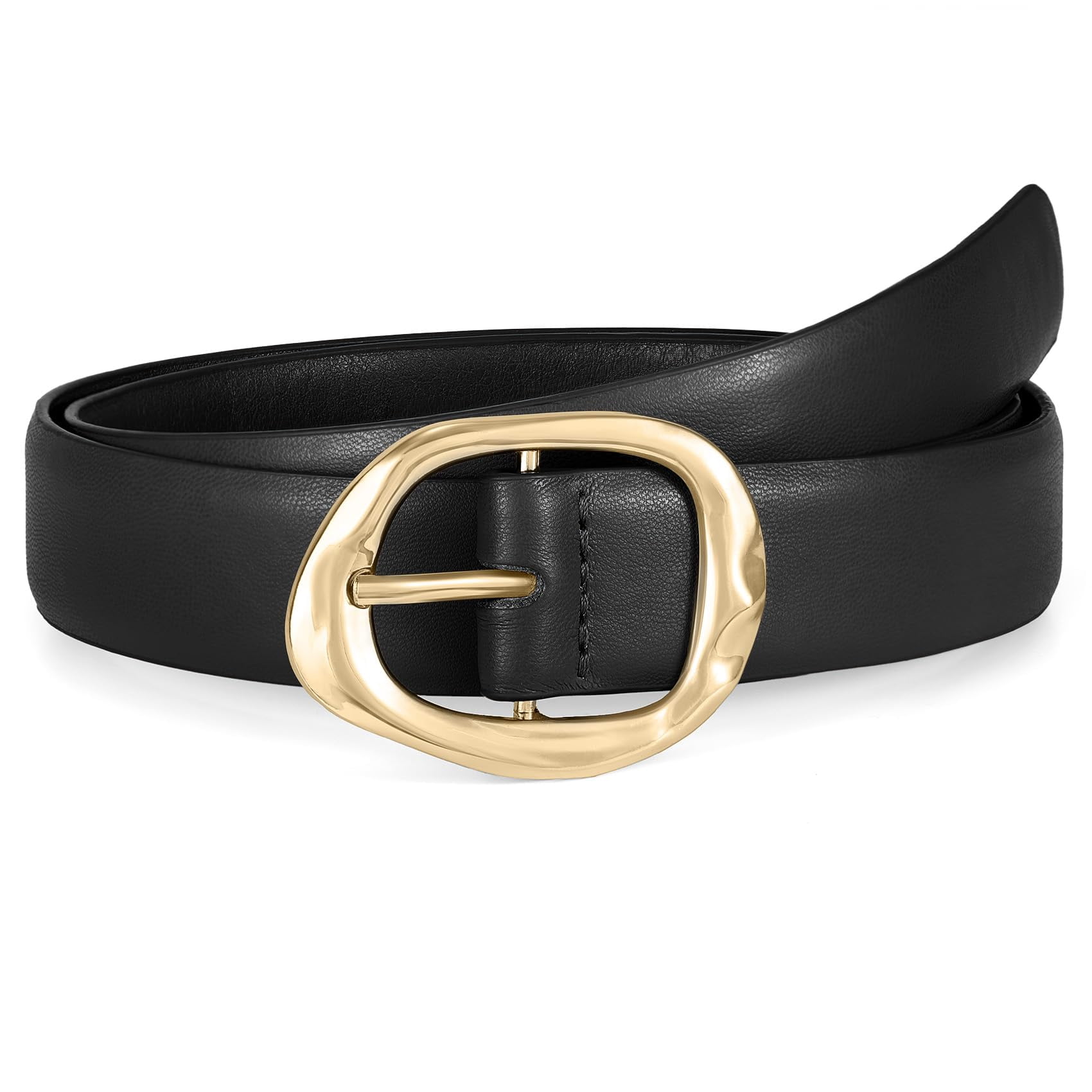 DOVACKA Leather Belt for Women Casual Waist Belt with Gold Buckle ...