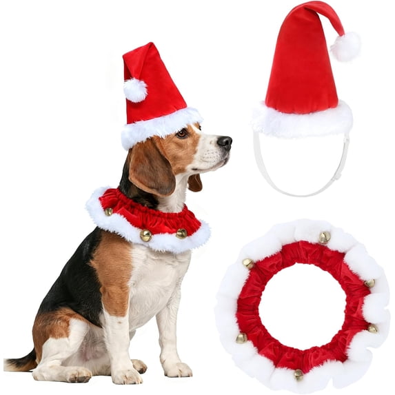 DOVACKA Medium Dog Christmas Outfit, Adjustable Dog Santa Hat Christmas ...