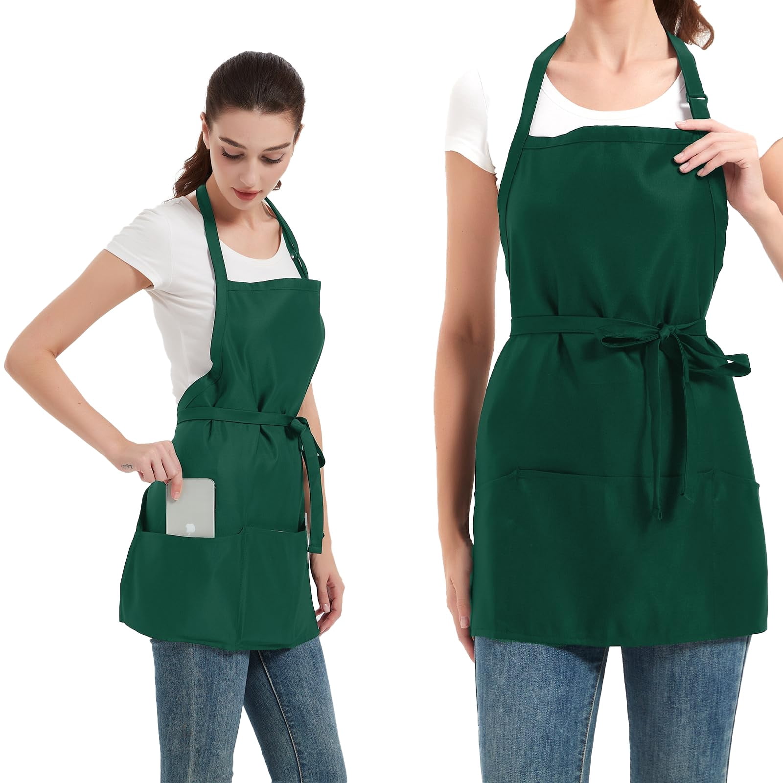 DOVACKA Women's Cooking Apron with 3 Pockets, Waterproof Coating ...