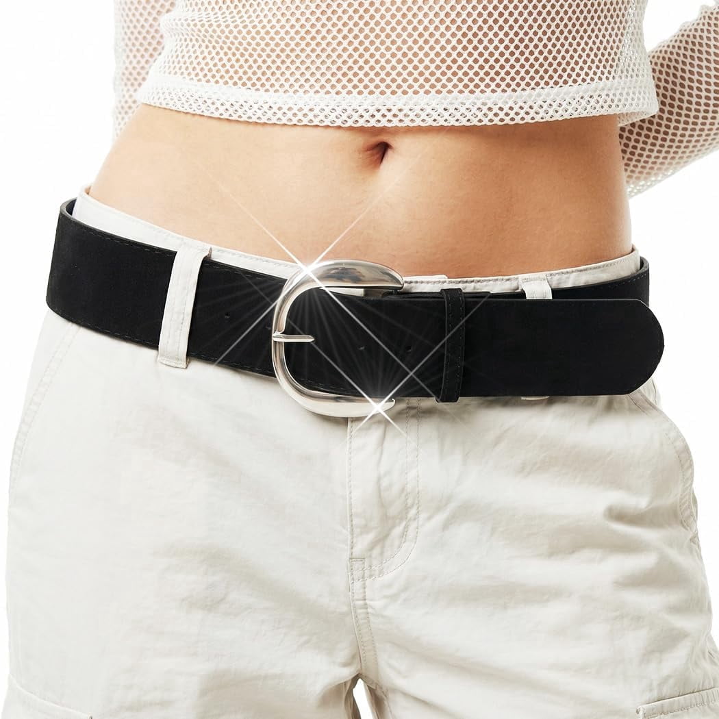 DOVACKA Women's Vintage Wide Suede Waist Belt, Thick Brown Leather ...