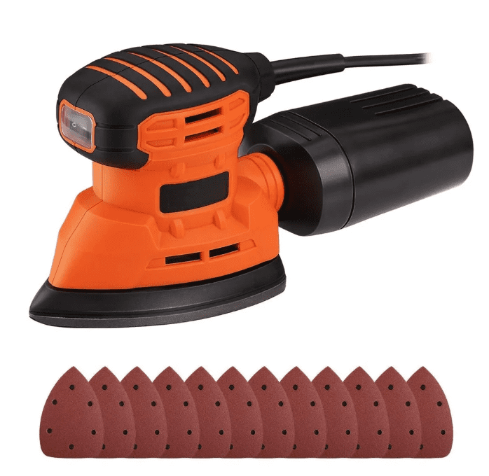 DOVAMAN 130W Detail Sander, 12000 RPM Palm Sander, 12 Sandpapers ...