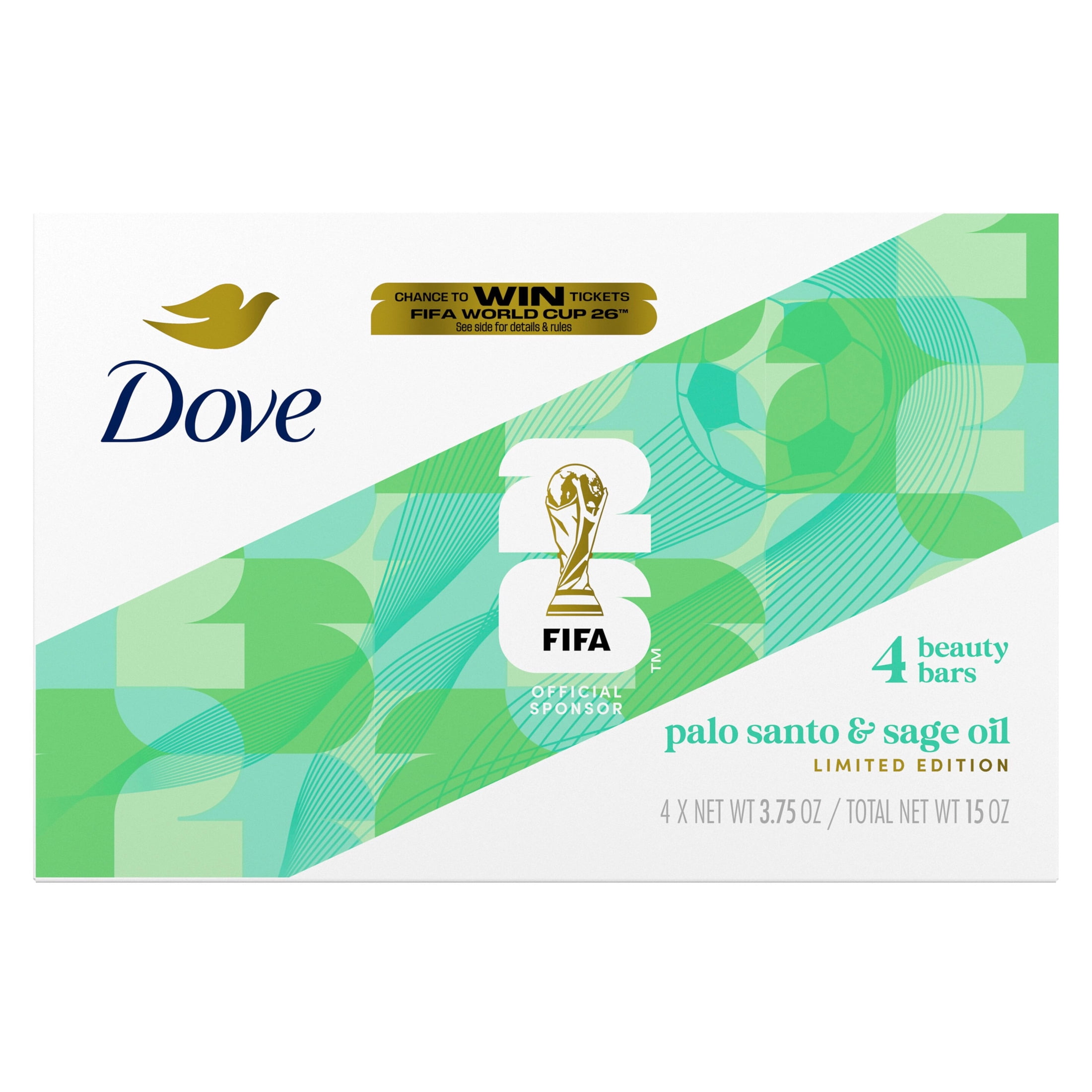Dove Limited Edition FIFA Bar Soap Palo Santo & Sage for Hydrated ...