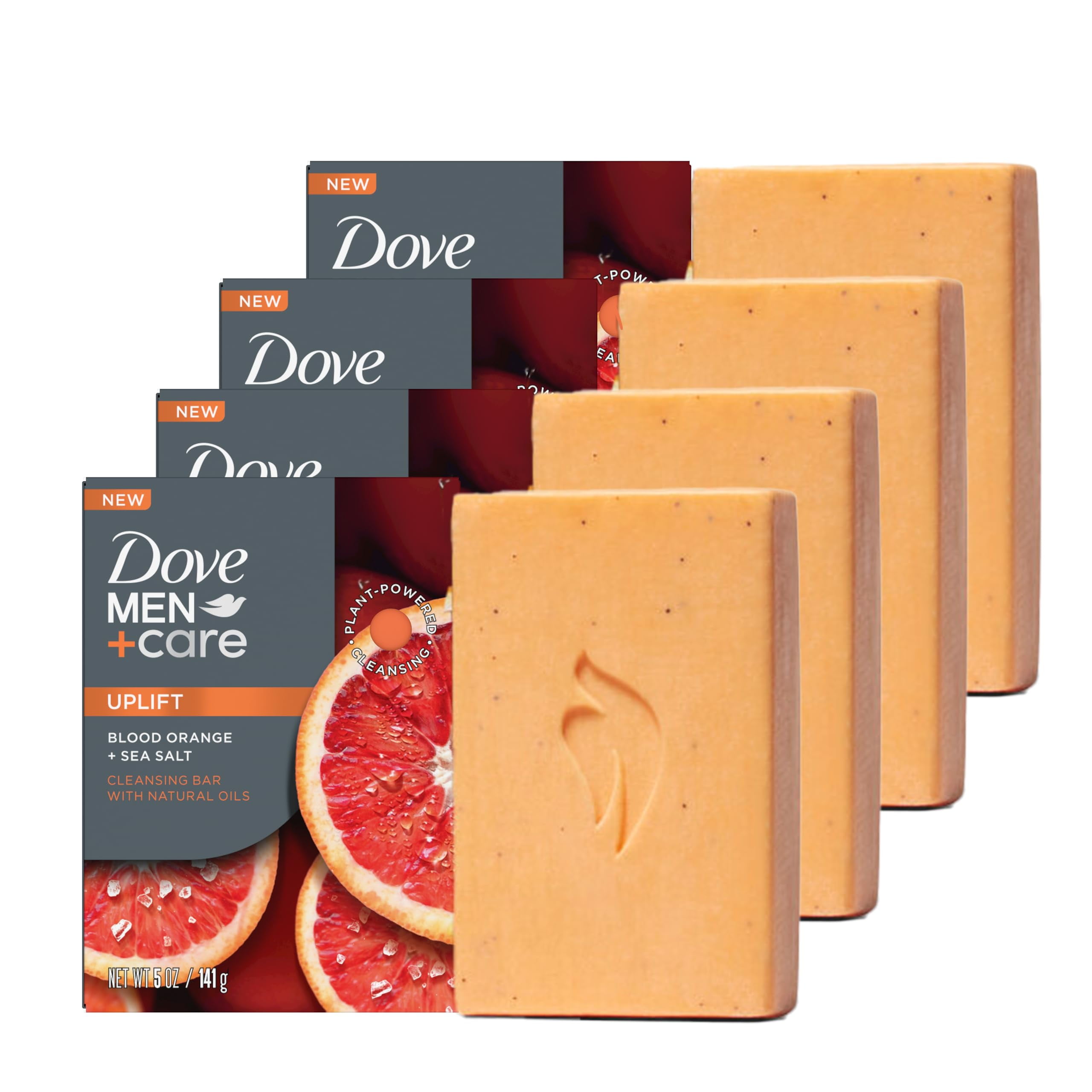 DOVE MEN + CARE HMF23 Cleansing Bar Soap Blood Orange + Sea Salt 4 Bars ...