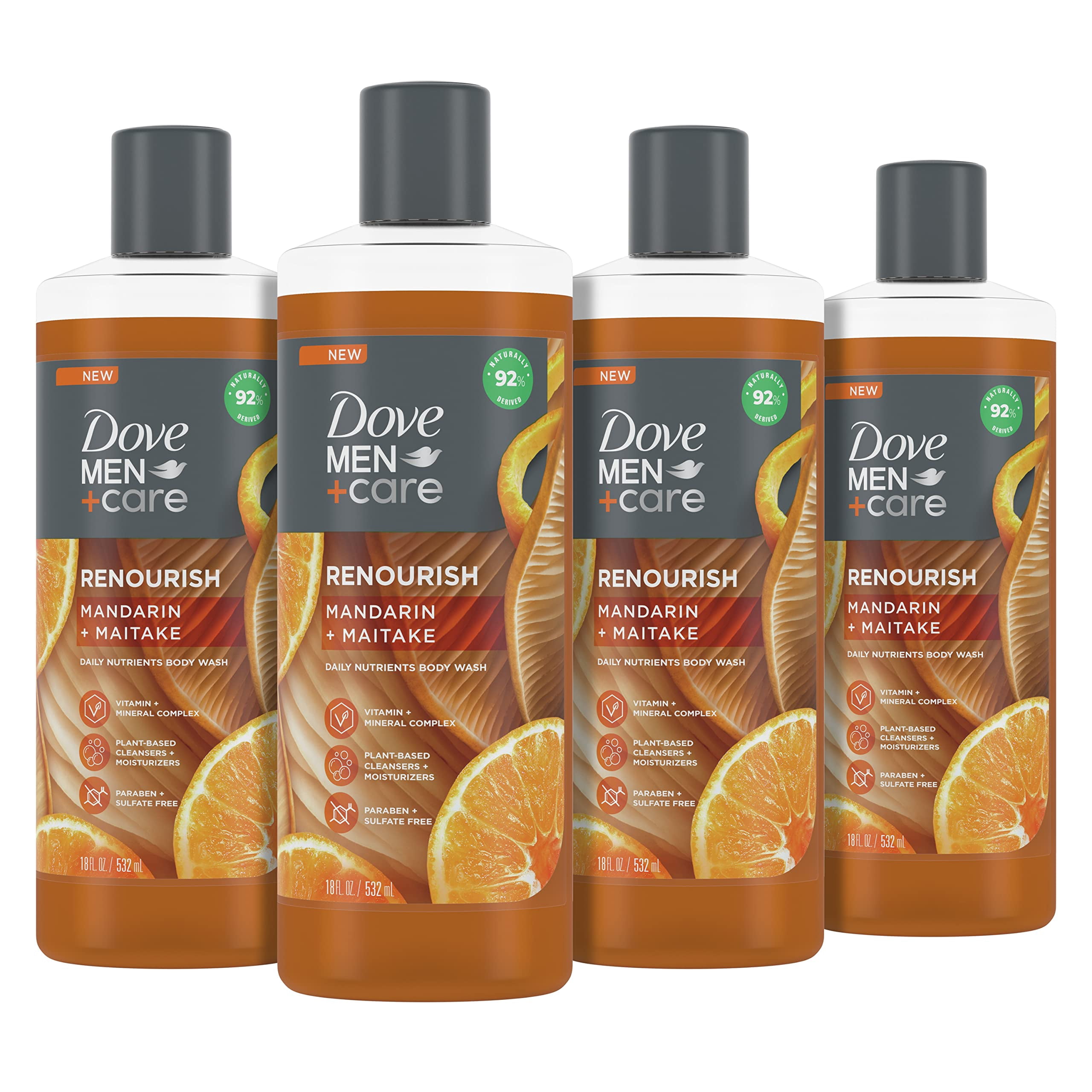 DOVE MEN + CARE XEF1 Renourish Body Wash Mandarin + Maitake 4 Count ...