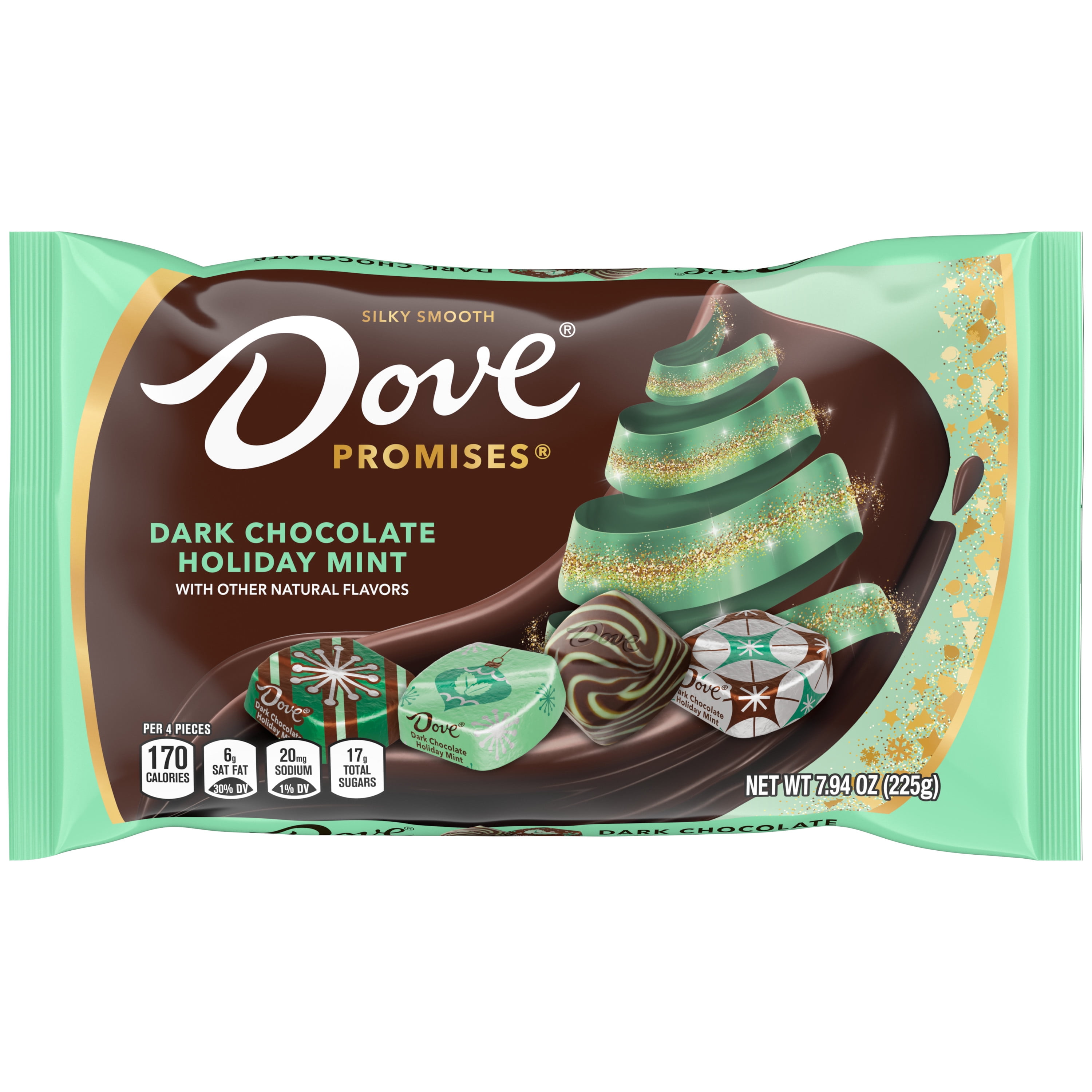 DOVE PROMISES DARK CHOCOLATE HOLIDAY MINT LAY DOWN BAG 7.94 OUNCE ...