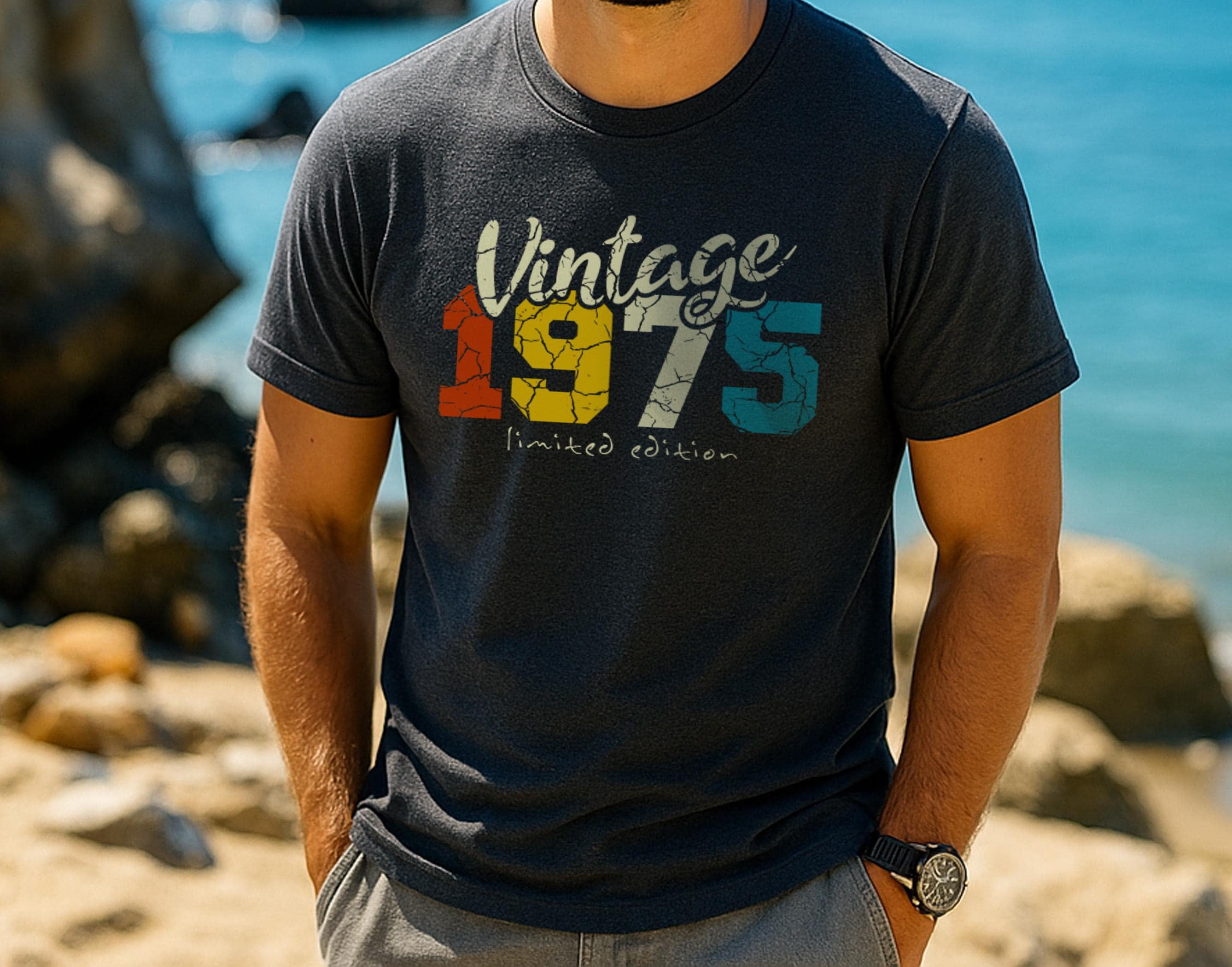 DOVU 50Th Birthday Gift For Men, Vintage 1975 Tshirt, Fiftieth Bday ...