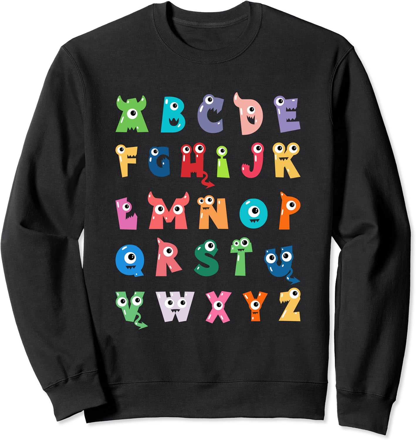 DOVU Abc Cute Monster Alphabet Hal.Low.Een Teacher Sweatshirt Trendy ...