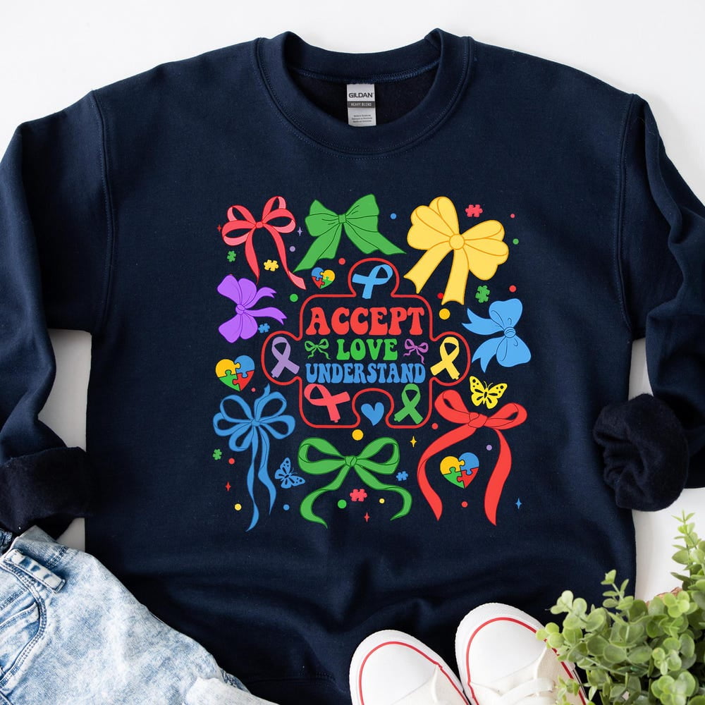 DOVU Accept Love Understand Coquette Sweatshirt, Autism Acceptance ...