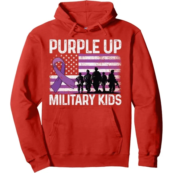 DOVU American Flag Purple Up Military Month Of Military Unisex Hoodie ...