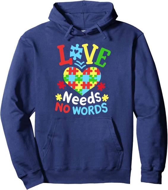 DOVU Autism Awareness Love Needs No Words Cute Colors Unisex Hoodie ...