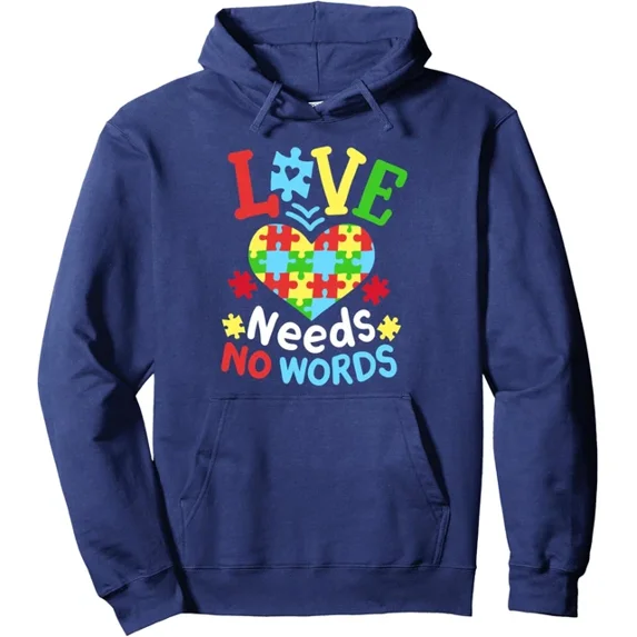DOVU Autism Awareness Love Needs No Words Cute Colors Unisex Hoodie ...