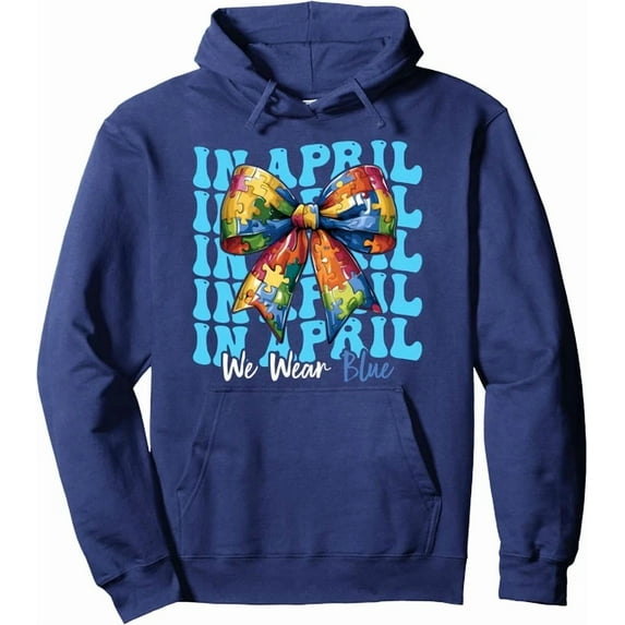 DOVU Autism Awareness Puzzle In April We Wear Blue Unisex Hoodie ...