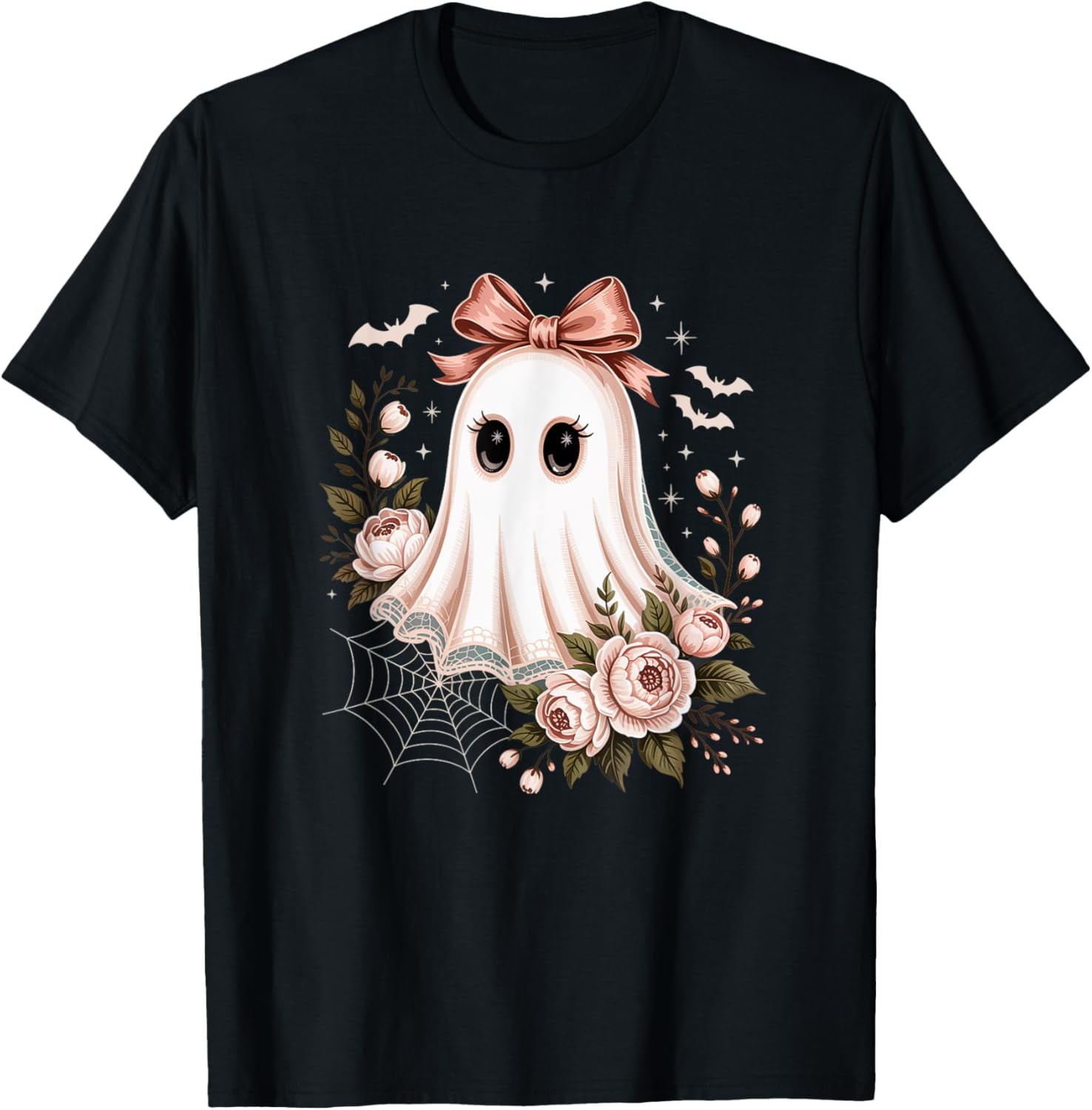 DOVU Autumn Fall Lace Ghost Floral Ghost Cute Boo Hal.Low.Een T-Shirt Unisex S-5XL Hot Trending ...