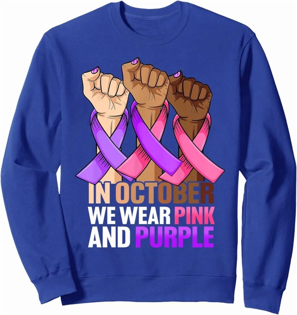 DOVU Awareness Pink Purple Ribbon Design Month Warrior Crewneck ...