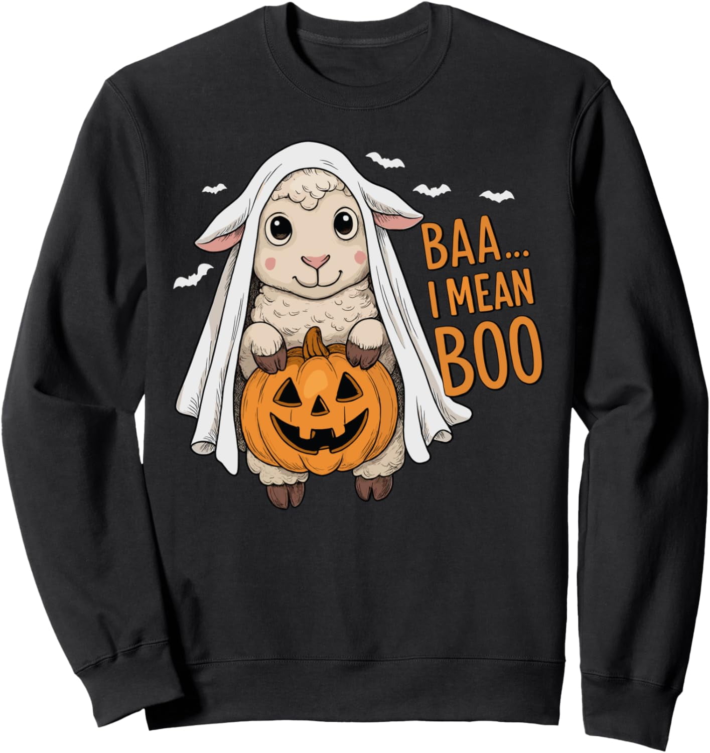 DOVU Baa I Mean Boo Ghost Sheep Hal.Low.Een Ghost Sheep Sweatshirt ...