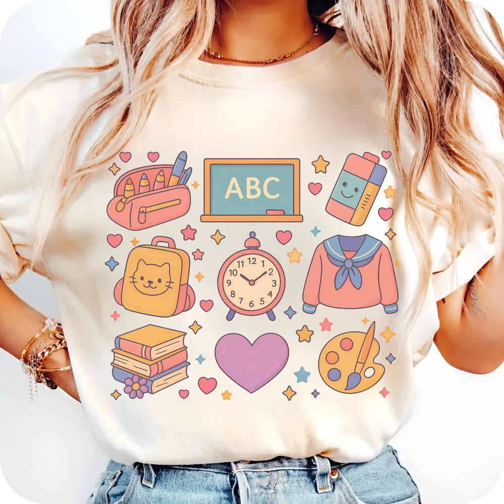 DOVU Back To School Shirt, Cute School Supplies, Teacher Student Shirt ...