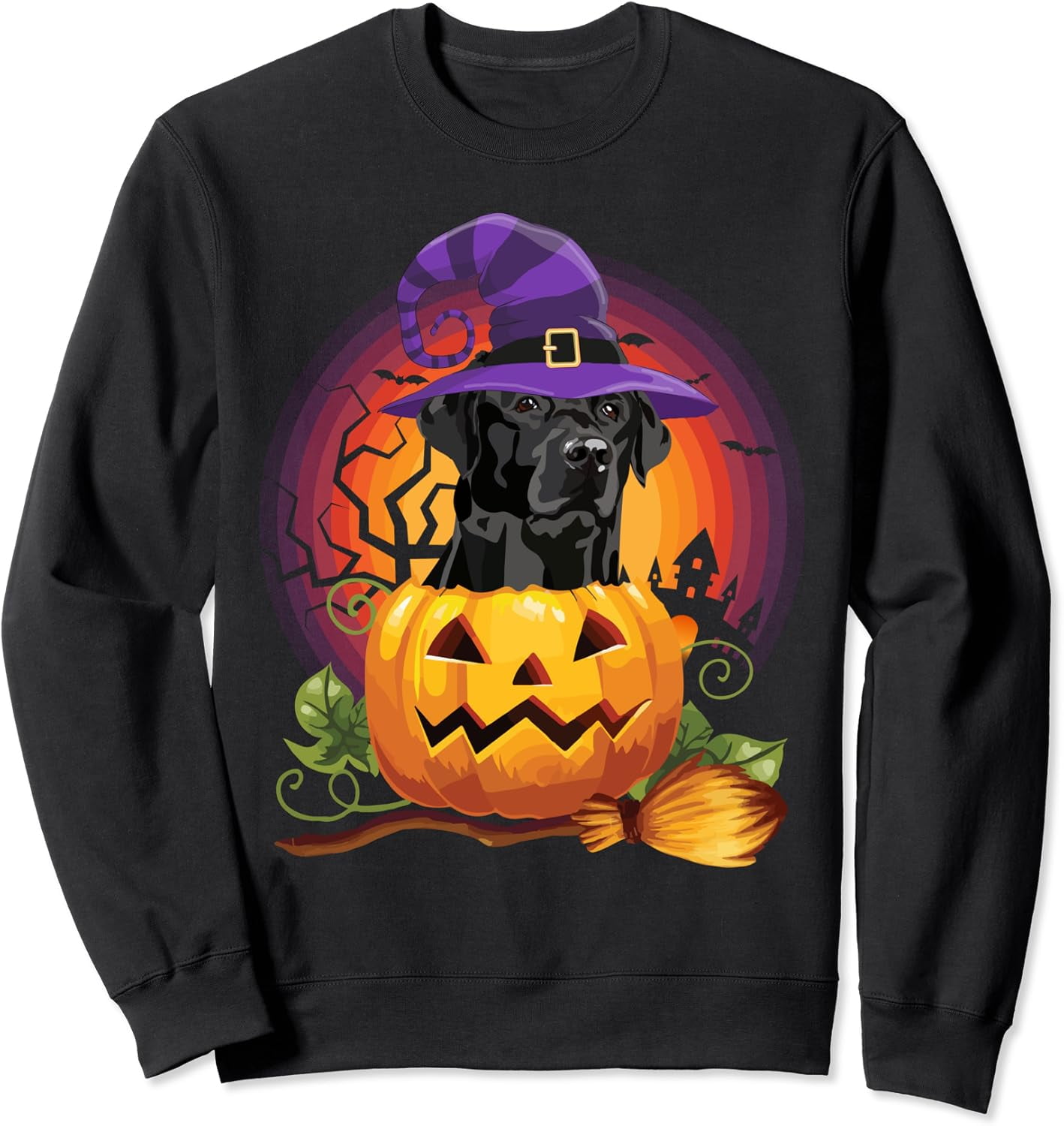 DOVU Black Lab Witc.H Pumpkin Hal.Low.Een - Dog Lover Gifts Sweatshirt ...
