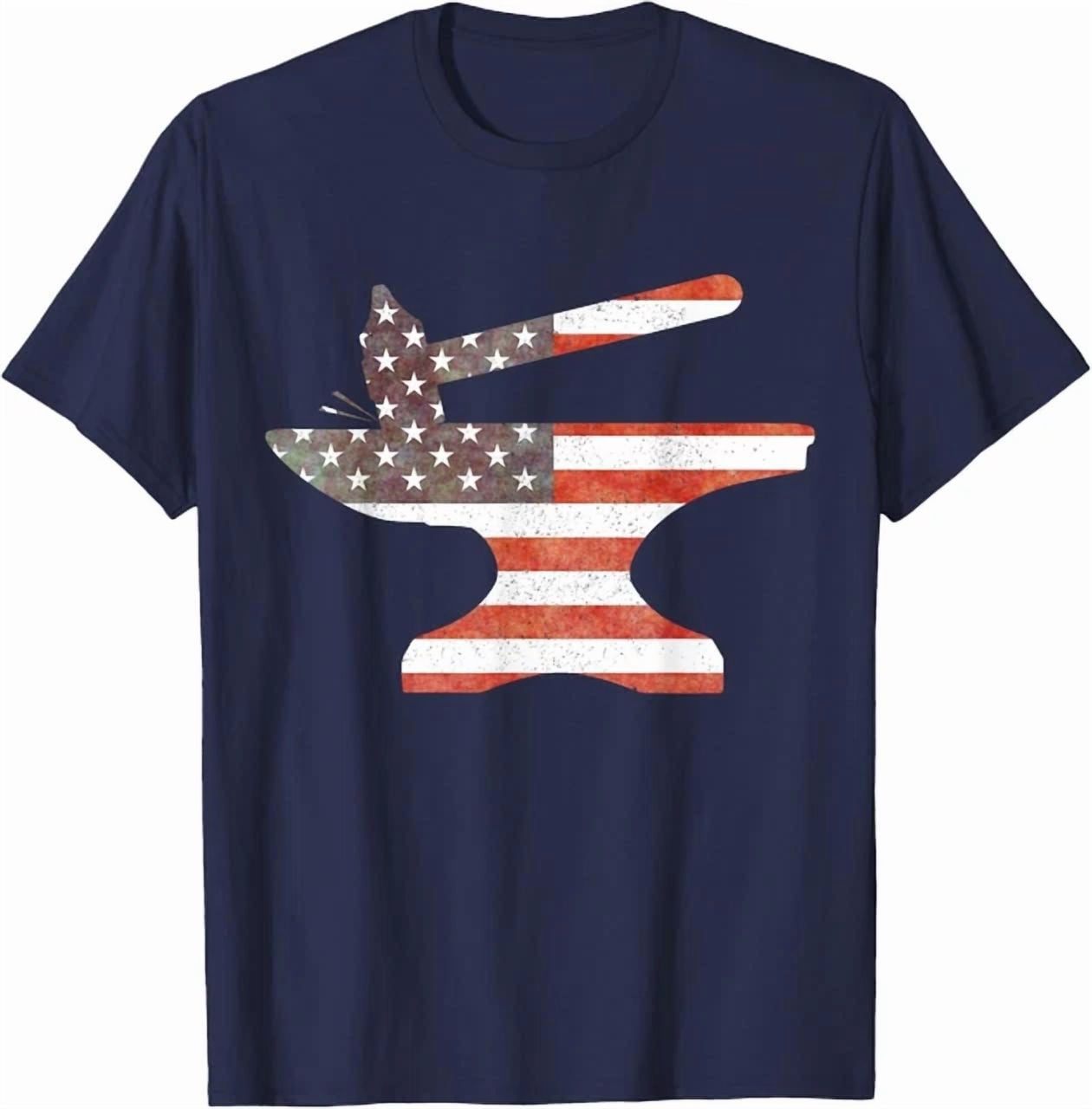 DOVU Blacksmith Patriotic Blacksmithing American Flag Forging T-Shirt ...