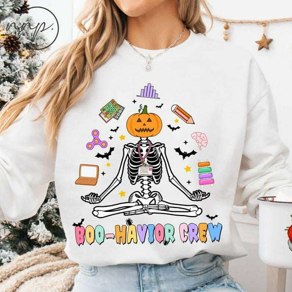 DOVU Boo-Havior Crew Behavior Analysis Skeleton Hal.Low.Een Sweatshirt ...