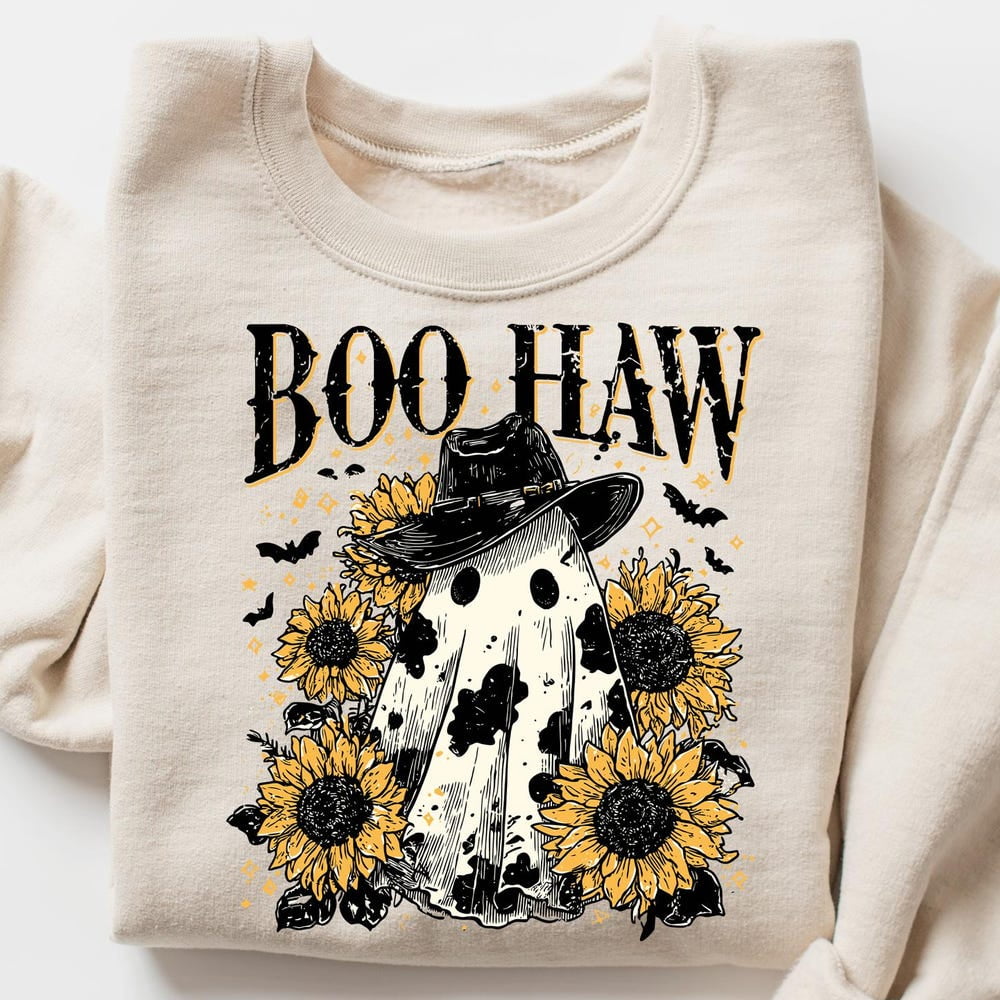 DOVU Boo Haw Sweatshirt, Funny Ghost Cowboy Tee, Western Hal.Low.Een Sweatshirt, Spooky Fall ...