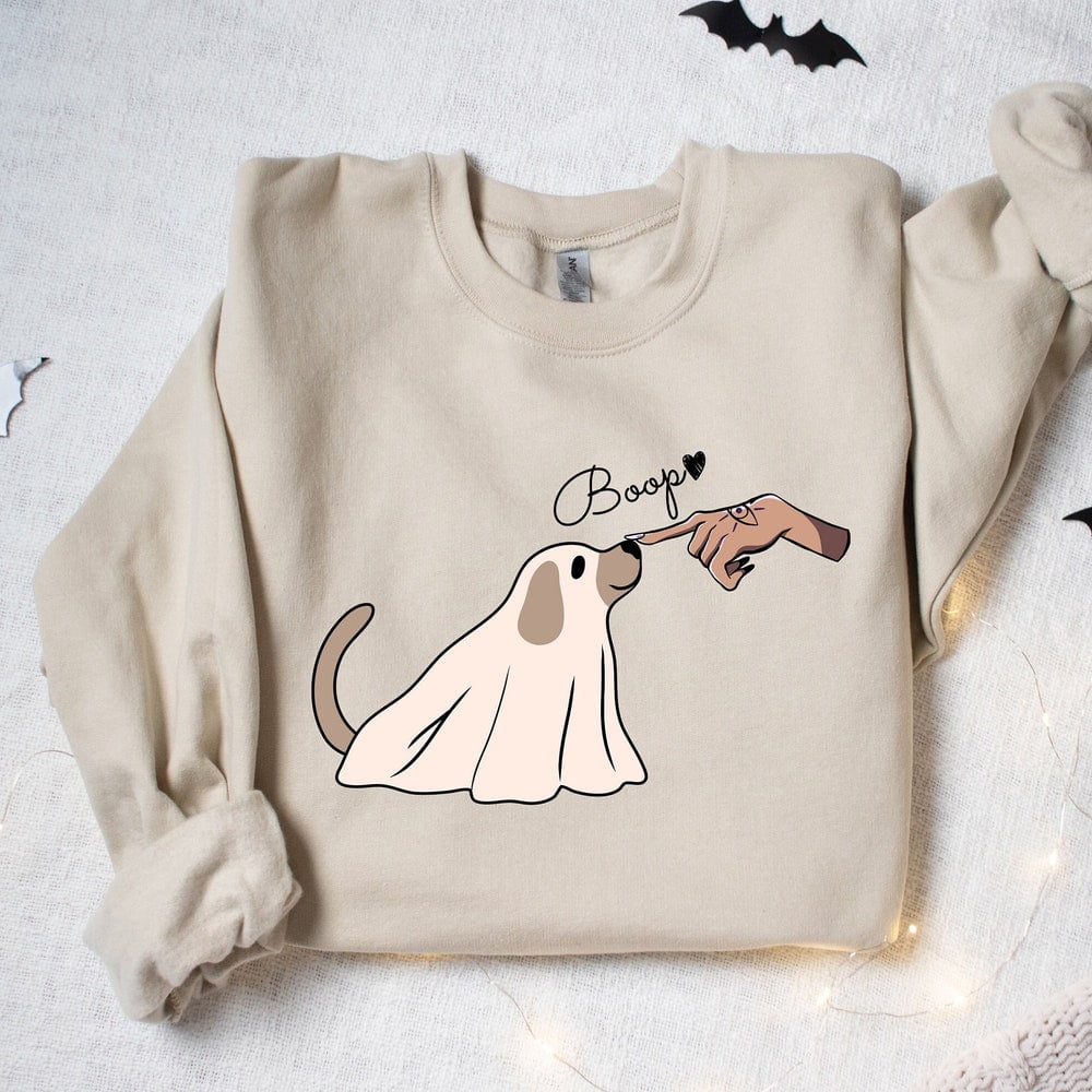 DOVU Boop The Snoot Hal.Low.Een, Boop Dog Ghost Sweatshirt, Cute Ghost ...