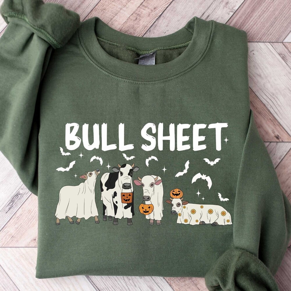 DOVU Bull Sheet Sweatshirt, Hal.Low.Een Cow Lover Club Sweatshirt, Bull ...