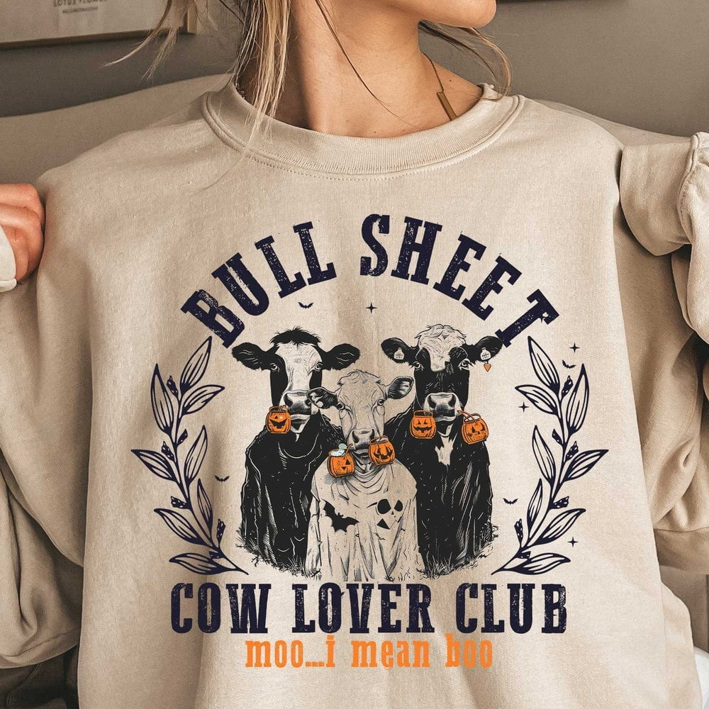 DOVU Bull Sheet Sweatshirt, Hal.Low.Een Cow Lover Club Sweatshirt, Bull ...