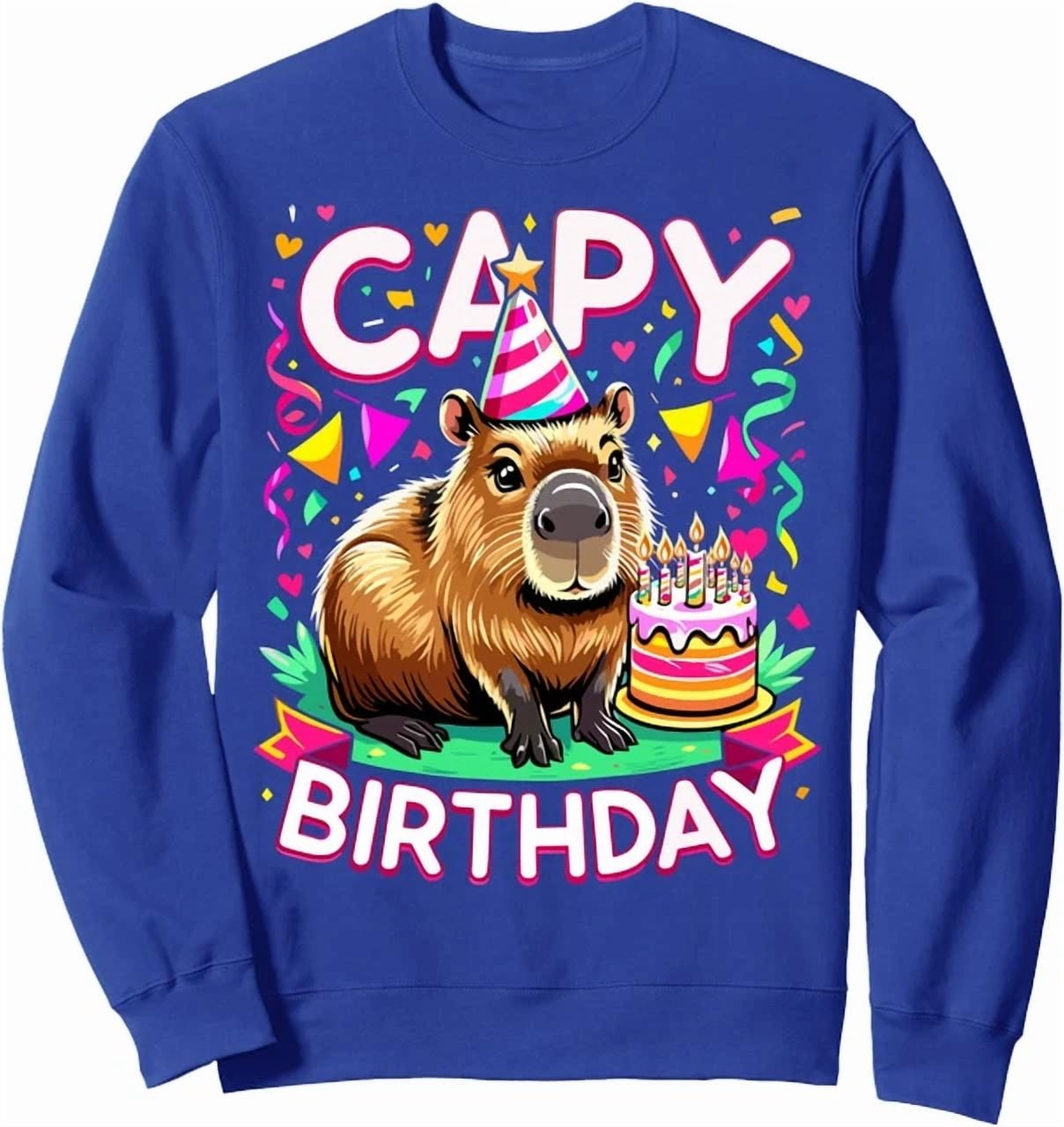DOVU Capy Birthday Funny Capybara Lover Birthday Party Crewneck ...