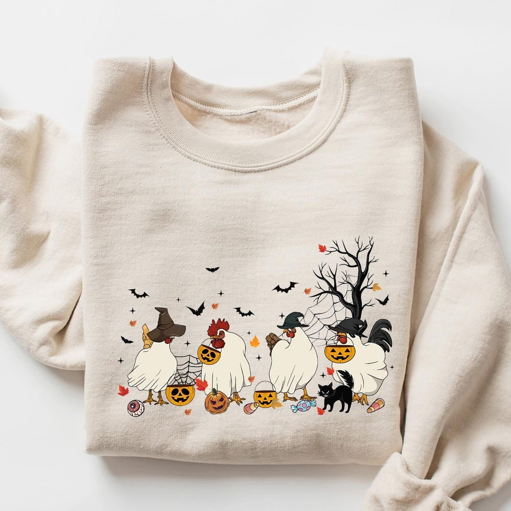 DOVU Chick Or Treat Sweatshirt, Hal.Low.Een Sweatshirt, Funny Hal.Low ...