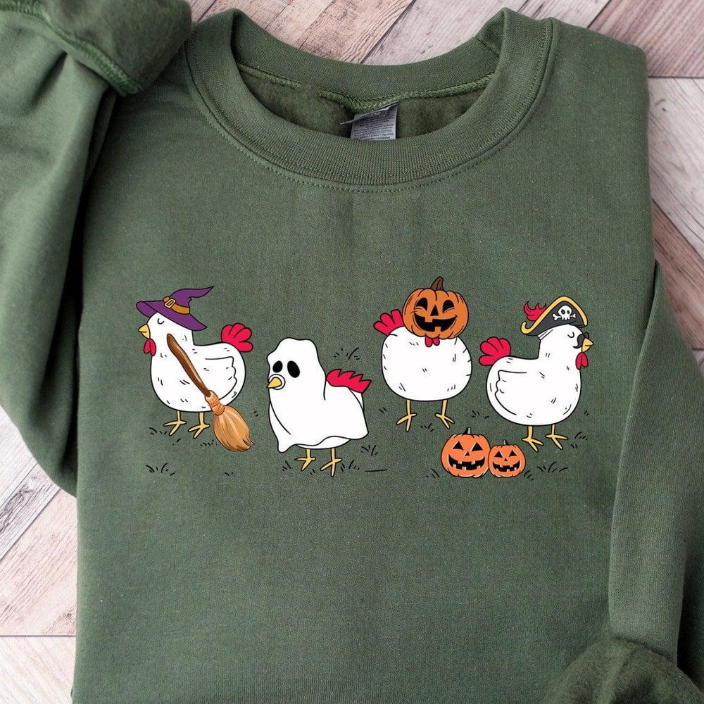 DOVU Chicken Sweatshirt, Hal.Low.Een Chicken Sweatshirt, Funny Hal.Low ...