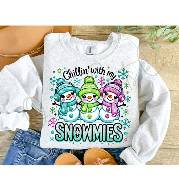 DOVU Chillin With My Snowmies Sweatshirt, Snowman Friends Sweatshirt ...