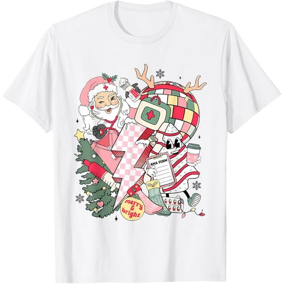 DOVU Chris.Tmas San.Ta Nurse Disco Ball Rn Cna Icu Med Surg Picu T-Shirt Unisex S-5XL Hot ...