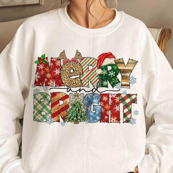 DOVU Chris.Tmas Shirt Merry & Bright Xmas Tree Tee Pink Holiday Festive ...