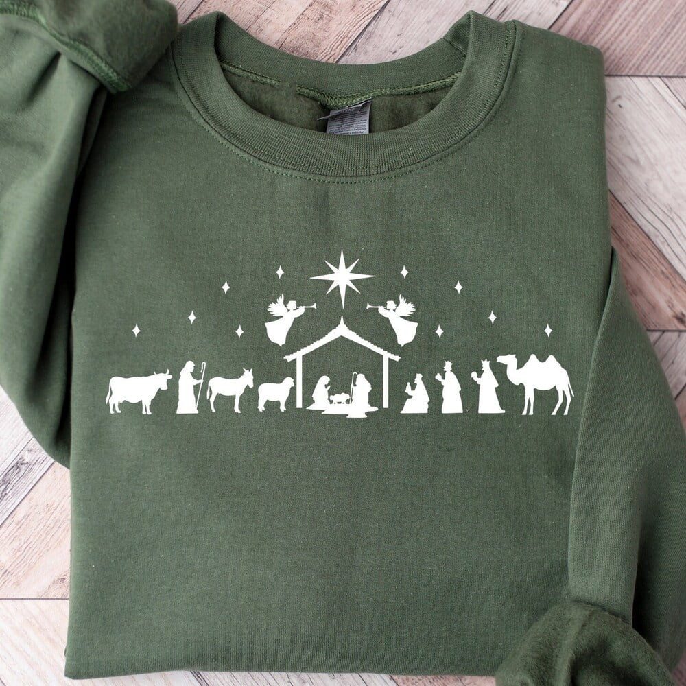 DOVU Christian Chri.Stm.As Sweatshirt, Nativity Scene Sweater, Chri.Stm ...