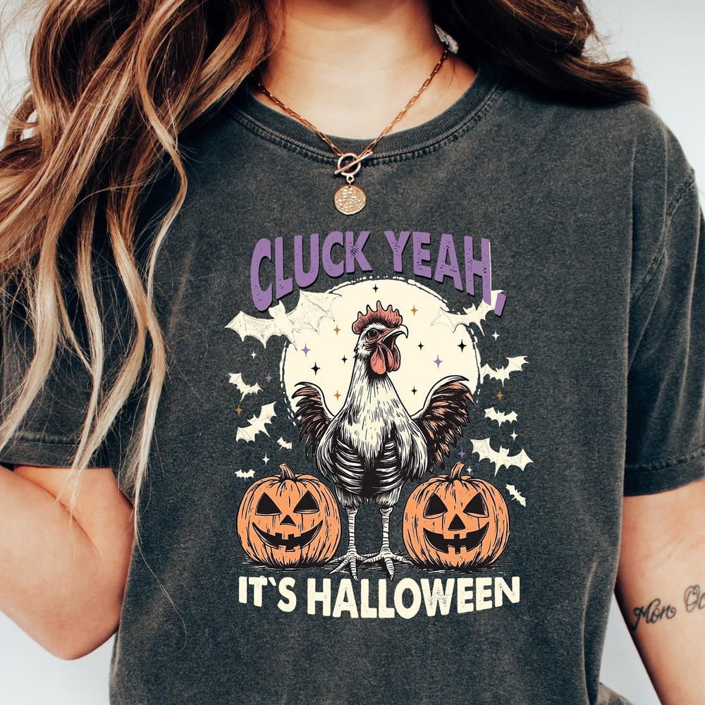 DOVU Cluck Yeah Hal.Low.Een Chicken Shirt, Western Cowgirl Skeleton T ...