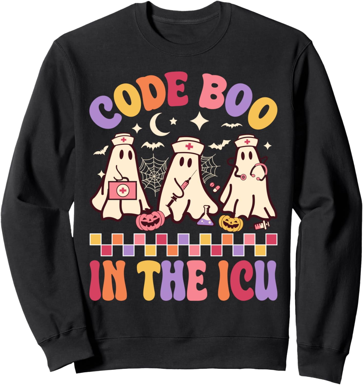 DOVU Code Boo In The Icu Nurse Hal.Low.Een Ghost Fun Sweatshirt Trendy ...