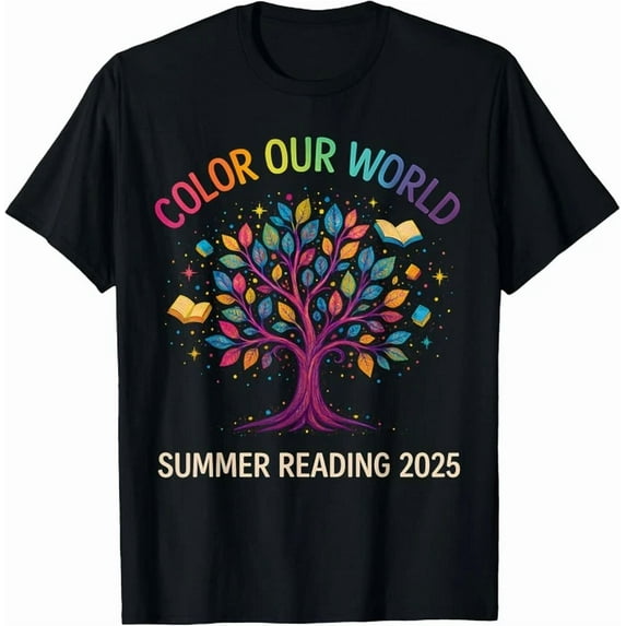 DOVU Color Our World Summer Reading Program 2025 Books Tree T-Shirt ...