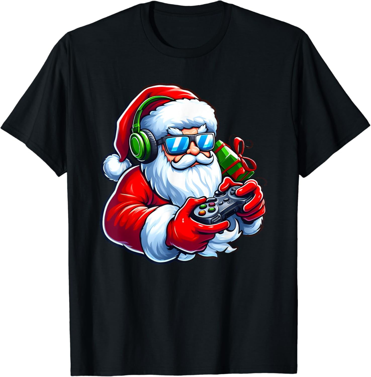 DOVU Cool San.Ta Gamer Controller Gaming Video Game Chris.Tmas T-Shirt ...