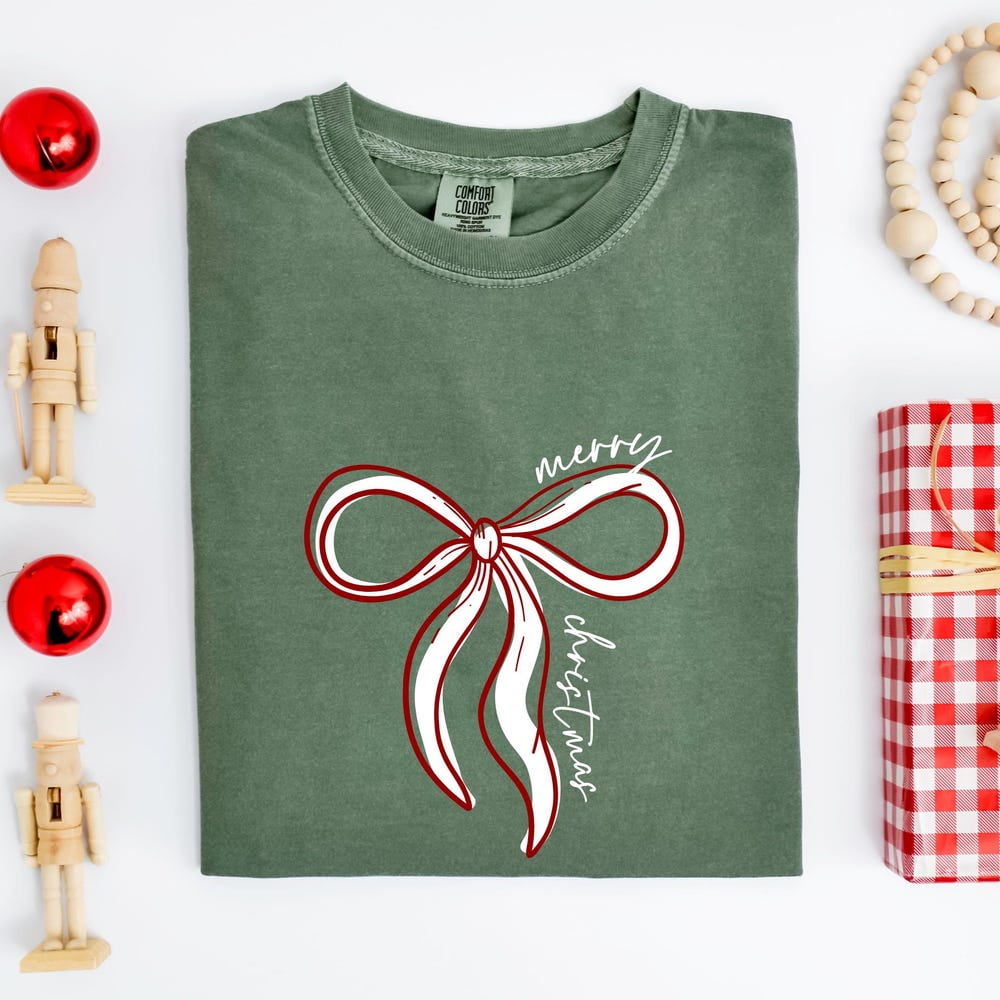 DOVU Coquette Bow Merry Chris.Tmas Sweatshirt, Chris.Tmas Girly Gift ...