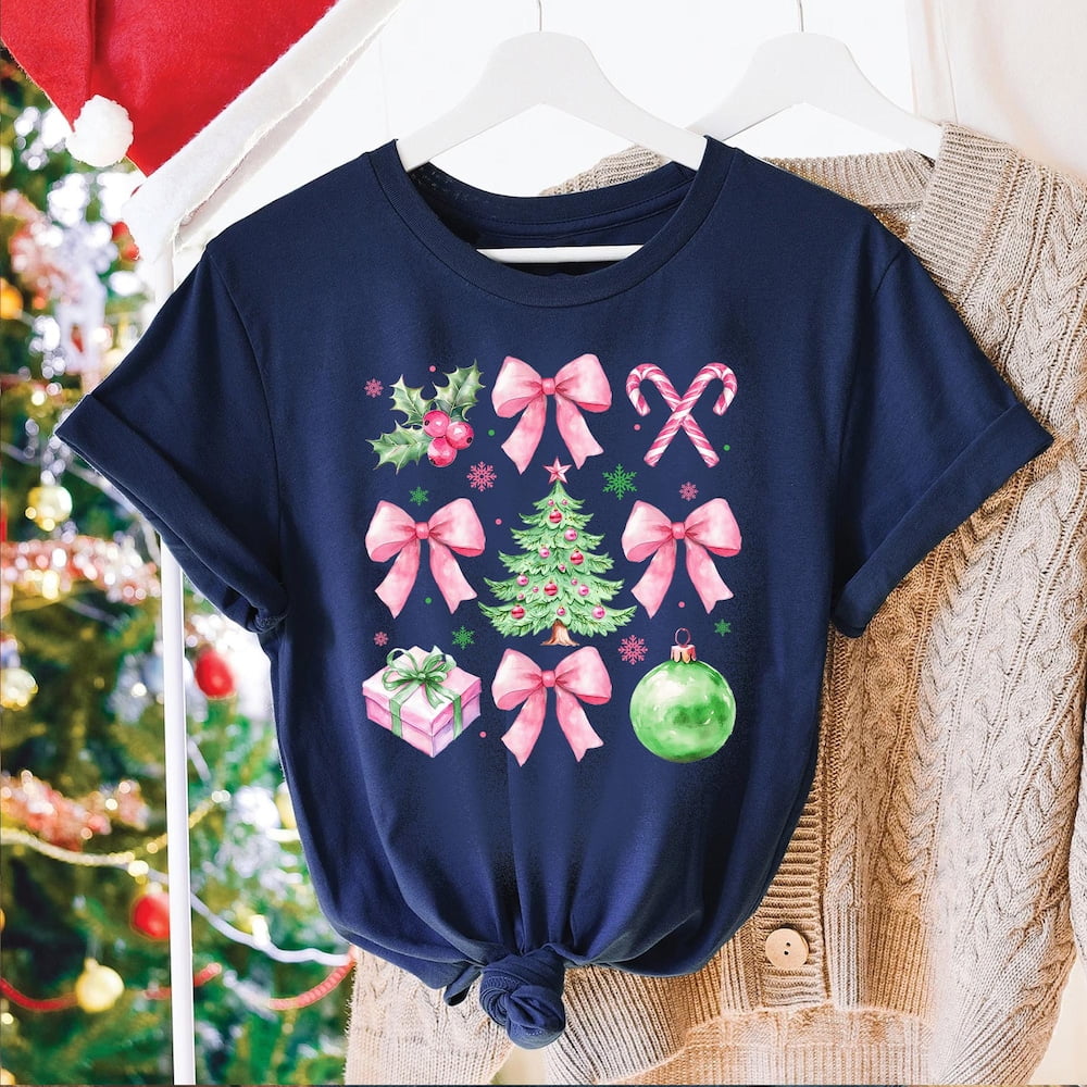 DOVU Coquette Chri.Stm.As Shirt, Chri.Stm.As Coquette Bow, Pink Chri ...