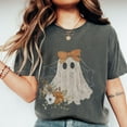DOVU Coquette Hal.Low.Een Ghost Shirt Cute Ghost T-Shirt Sp00Ky Lace Ghost Tee Orange Bow ...