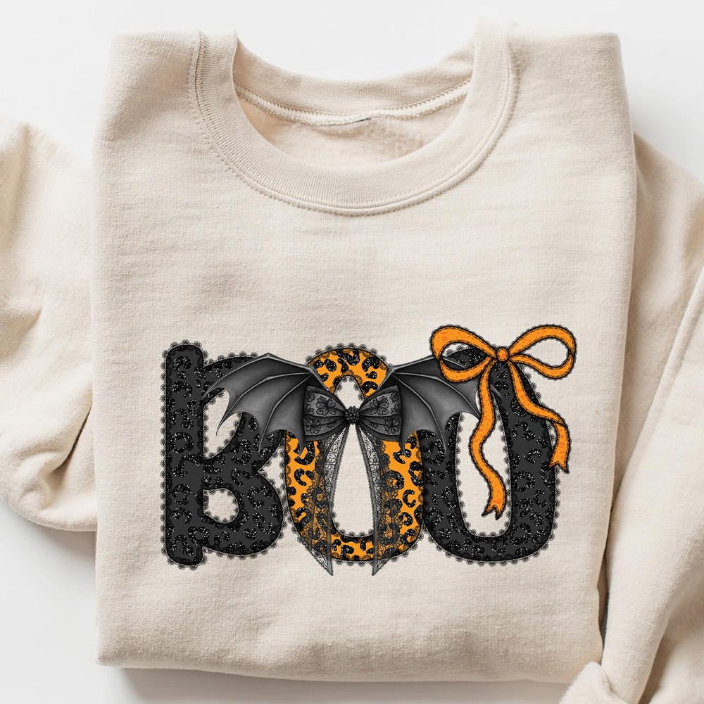 DOVU Coquette Hal.Low.Een Sweatshirt, Cute Ghost Sweatshirt, Lacey Ghost With Bow Fall ...