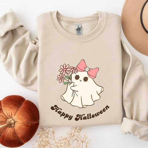 DOVU Coquette Hal.Low.Een Sweatshirt, Hal.Low.Een Ghost Bows Sweatshirt, Hal.Low.Een Gift For ...