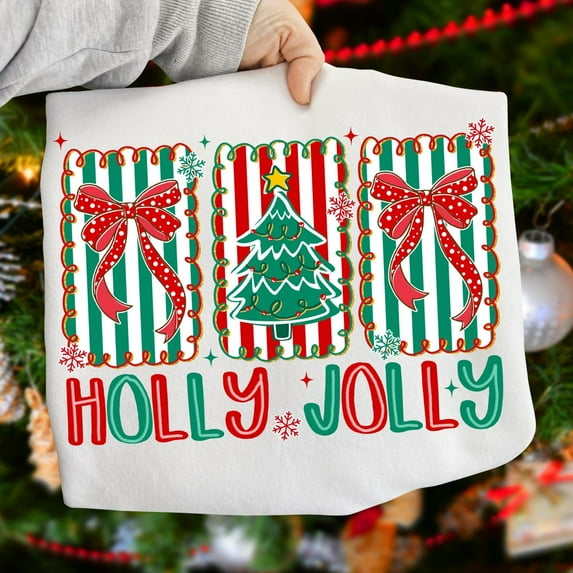 DOVU Coquette Holly Jolly Chris.Tmas Shirt, Merry And Bright Shirt ...