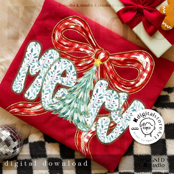 DOVU Coquette Merry Chris.Tmas Floral Shirt, Preppy Chris.Tmas Bow ...