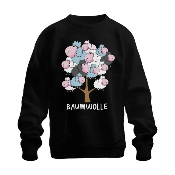 DOVU Cotton Sheep Tree Cartoon Cotton Tree Sheep Farm Sweatshirt Trendy ...