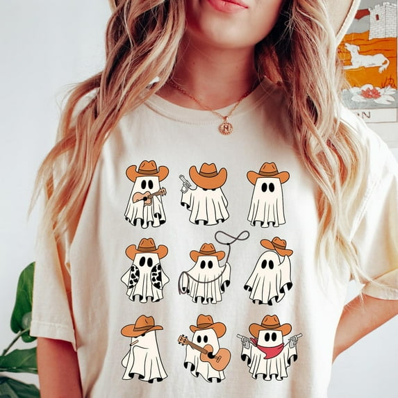 DOVU Cowghost Shirt, Ghost Collage Shirt, Hal.Low.Een Shirt, Cute Western Cowghost Shirt ...
